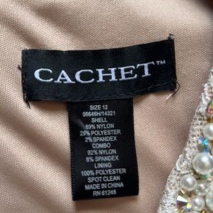 Cachet | Dresses | Cachet Long Ivory And Nude Lace Dress | Poshmark